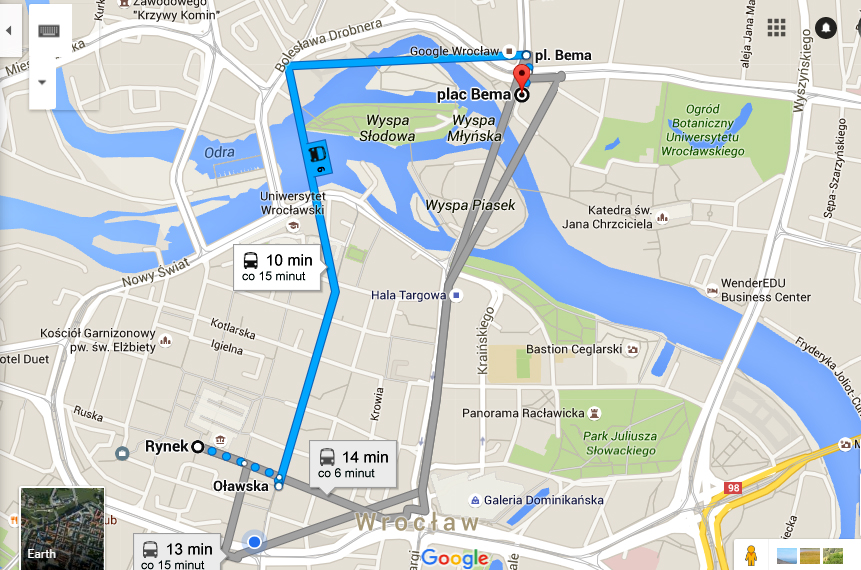 Komunikacja miejska i NFM w usługach Google