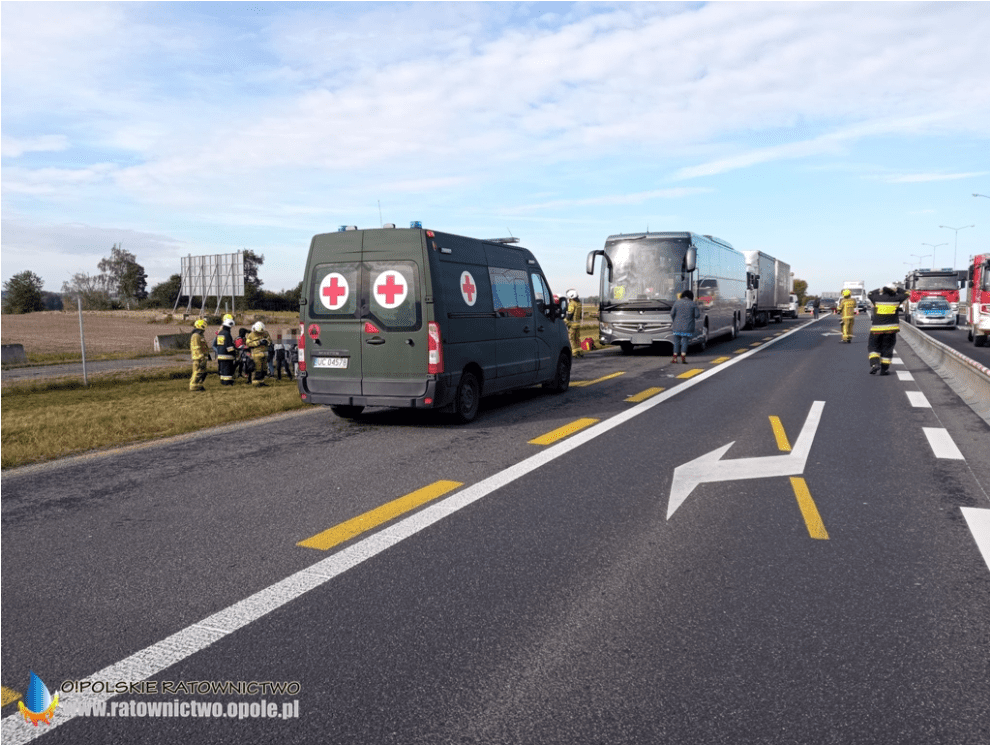 Wypadek autokaru z dziećmi z Wrocławia na autostradzie A4 w woj. opolskim. Nikt nie doznał ...