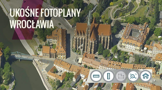 See vertically inclined aerial maps of Wroclaw
